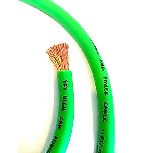 50 ft CCA 1/0 Gauge Oversized Green Power Ground Wire Sky High Car Audio