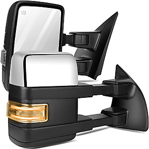 ECCPP F150 Towing Mirrors, A Pair of Exterior Automotive Mirrors fit 2004-2014 for Ford for F-150 with Auxiliary/Puddle Lights Signal Indicator and Power Operation Heated Chrome Housing