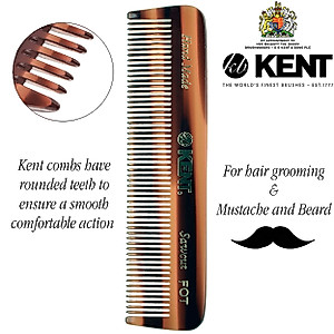 Kent A FOT Handmade All Fine Tooth Saw Cut Beard Comb - Pocket and Travel Comb - Styling Comb or Wet Comb for Fine or Thinning Hair, Beard Care, and Hair Care for the Essential Kent Beard Kit