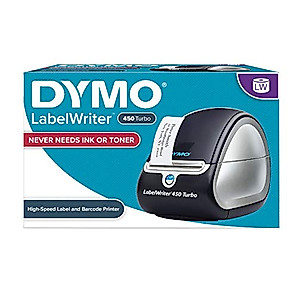 DYMO Label Printer | LabelWriter 450 Turbo Direct Thermal Label Printer, Fast Printing, Great for Labeling, Filing, Mailing, Barcodes and More, Home & Office Organization