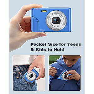 Digital Camera, Zostuic Autofocus 48MP Kids Camera with 32 GB Card Vlogging Camera with 16X Zoom, Compact Portable Mini Cameras for 4-15 Year Old Kids Children Teens Girls Boys(Navy Blue)