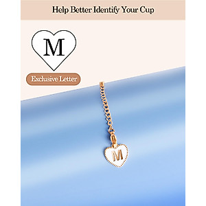 OriJoy Letter Charm Accessories for Stanley Cup, Name ID Letter Handle Charm For Stanley/Simple Modern Tumbler, Heart Shape Initial Identification Charms（M）