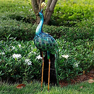 chisheen Outdoor Solar Peacock Statue Garden Decor Metal Yard Art for Lawn Backyard Party Wedding Decoration
