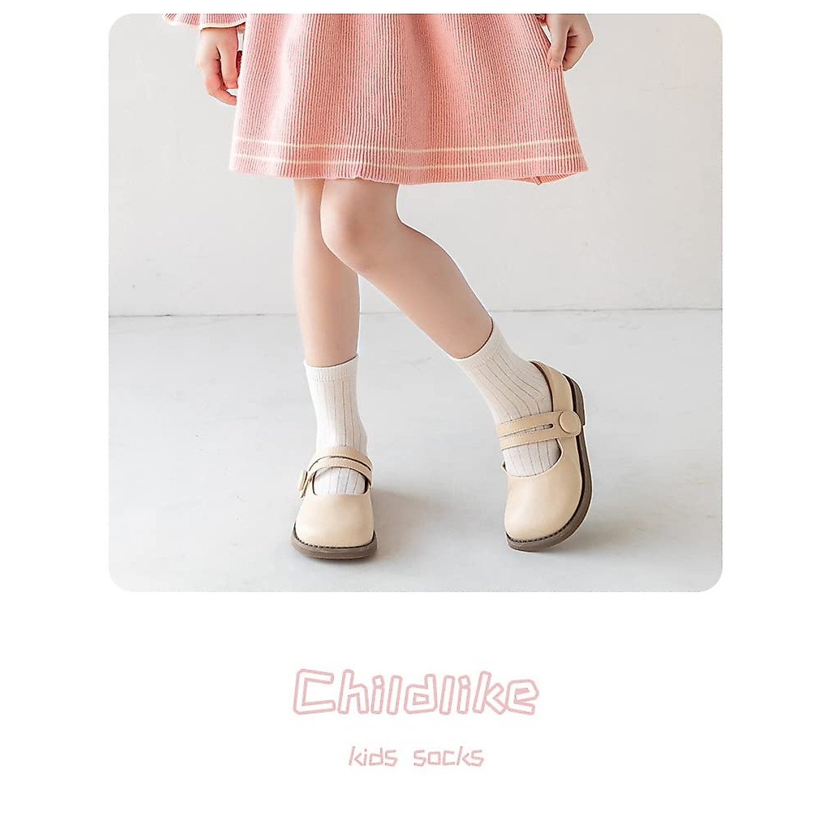 Toptim Unisex Kids Crew Socks Casual Solid Vertical Stripe Sock for Boy Girls (6-9 Years, Candy Colors)