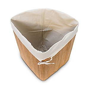 Relaxdays Folding Round Laundry Basket Bin Hamper, 65 x 41 cm, 64 L, Made of Bamboo, Foldable, Black