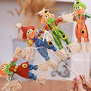 Halloween Fall Harvest Scarecrow Decoration, 8 Pack Small Standing Scarecrow Decor for Autumn, Halloween, Garden, Home, Yard, Porch, Thanksgiving Décor