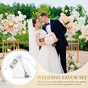 50 Sets Heart Shaped Tea Spoons Wedding Favor for Guests 5.63'' Heart Shaped Mini Spoons Creative Love Spoons with Sheer Bags Labels for Wedding Guest Souvenir Bridal Shower Tea Party Favors (White)