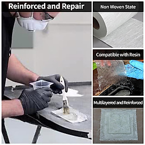 Fiberglass Mat Tape,10 Yds X 4" Wide,1.5 Oz, Fiberglass Chopped Strand Mat Tape