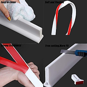 59 Inch Self-adhesive Bathroom Water Dam,Shower Door Threshold,Collapsiable Silicone Water Stopper,Kitchen Sink Splash Guard for Bathtub,Restroom