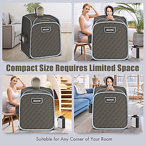 Giantex Portable Folding Sauna, 1 or 2 Person Steam Spa with Remote Control, Folding Chair, Foot Massage Roller, Absorbent Mat, 9 Temperature Levels, 3L Steamer, 800W Home Full Body Spa Tent (Gray)