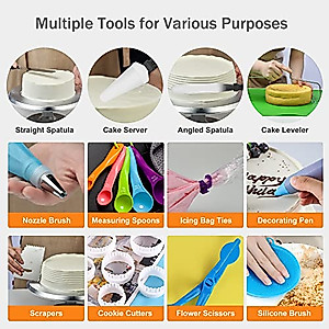 301Pcs Cake Decorating Kit Baking Tools - Aluminium Revolving Cake Turntable, Reusable Piping Bags and Tips set, Icing Spatula Baking Accessories for Cake Cupcake Cookie Decorating