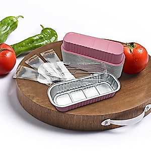 OYEL Mini Cake Pans With Lids 50 Pack, 6.8oz Disposable Rectangle Aluminum Foil Baking Pans,Aluminum Foil Long Baking Cups,cake Liners,Used for Cake Bakery Wedding Birthday Family Party - Pink