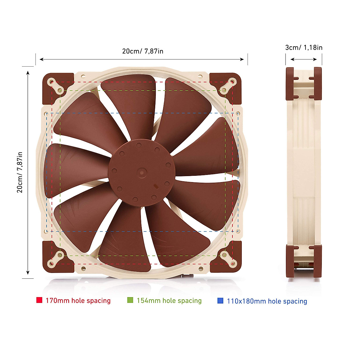 Noctua NF-A20 5V PWM, Premium Quiet Fan with USB Power Adaptor Cable, 4-Pin, 5V Version (200x30mm, Brown)