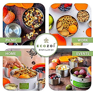 ecozoi Stainless Steel Food Storage Containers with Lids. 6 Pack Nesting, Stackable, Bento Box Set. BPA Free, Dishwasher Safe, Spillproof Metal Meal Prep Bowls for Lunch, Salad, Hot Food