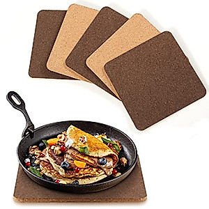 HECHZSO 6 Pcs Cork Potholder Trivets 2 Color and Double-Sided Available, for Kitchen, Dining Table, Pots and Pans, Plants, Craft Tea Insulation Pads (1, 6 inches Square)