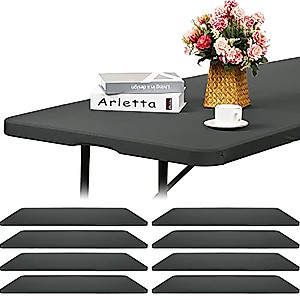Shimeyao 6 ft Fitted Tablecloth Washable Rectangle Grey Table Cover Picnic Elastic Spandex Stretch Tablecloth for 6 ft Tables Decoration, 30 x 72 Inch (8 Pcs)