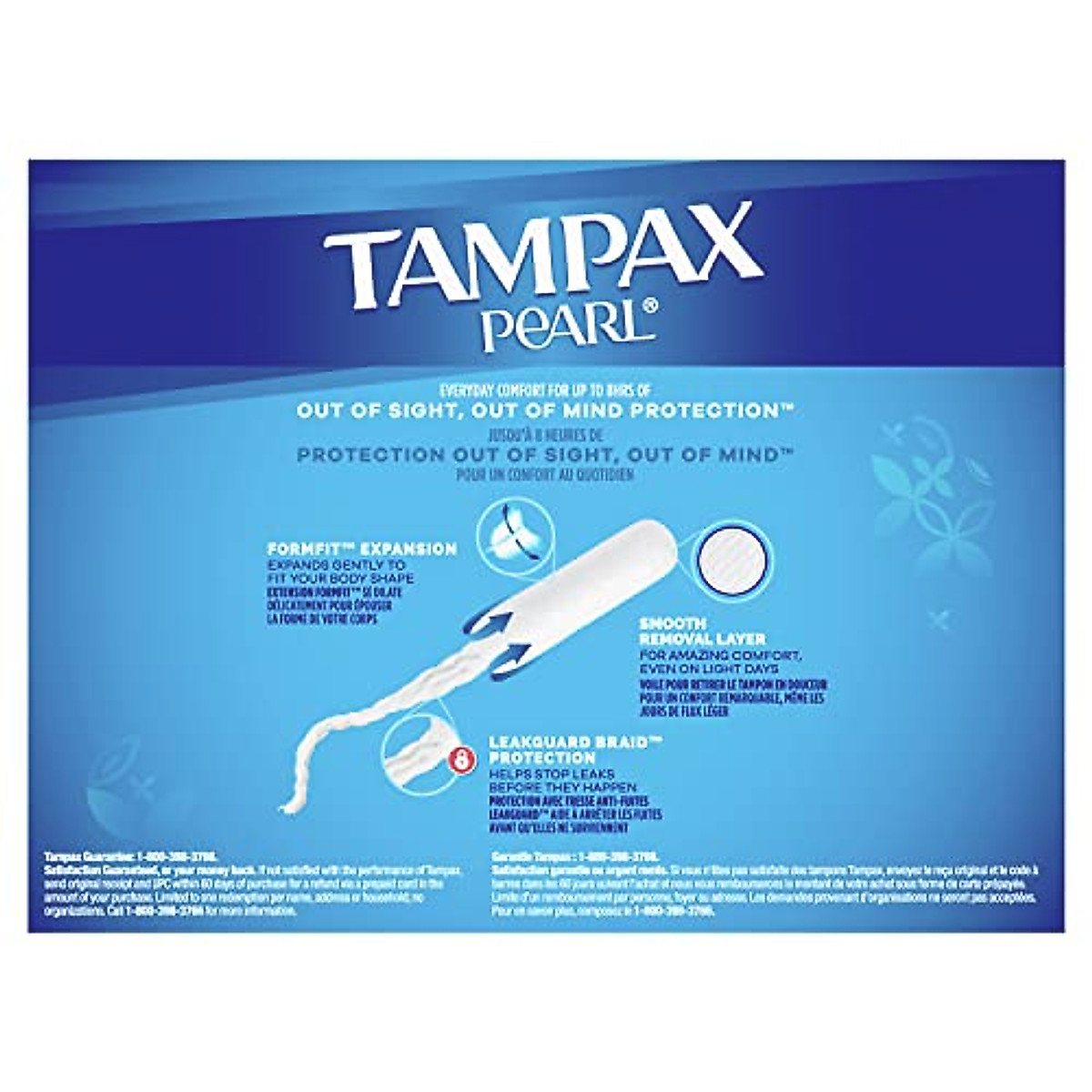 Tampax Pearl Tampons, with LeakGuard Braid, Ultra Absorbency, Unscented, 45 Count