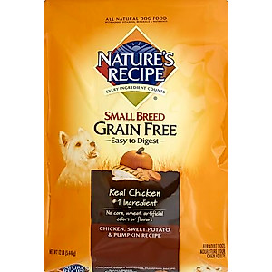 Nature’s Recipe Grain Free Small Breed Chicken, Sweet Potato & Pumpkin Recipe Dry Dog Food, 12 lb. Bag