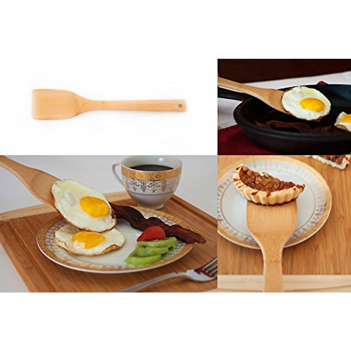 Bamboo Cutting Board Housewarming Gift Set - With Bonus 3-Piece Cooking Utensils - Wooden Spoon, Salad Tongs and Wood Spatula - Mother's Day, Wedding & Kitchen Gadgets Gift Idea