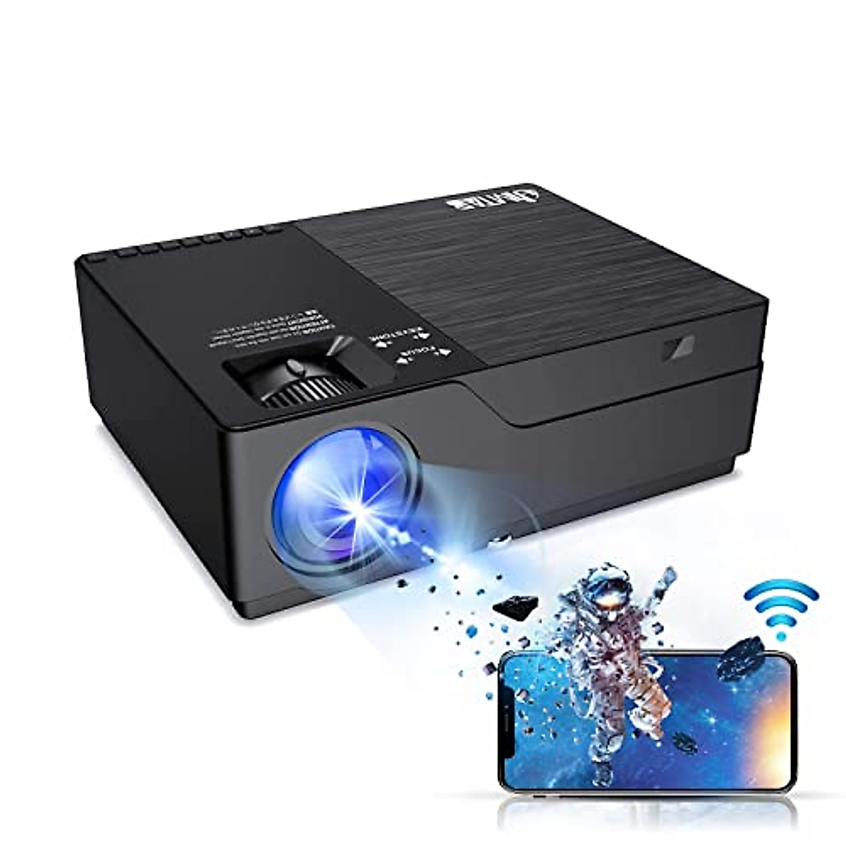 JIMTAB M18 PRO Native 1080P Video Projector,WiFi HD Projector Support AV,VGA,USB,HDMI, Compatible with Xbox,Laptop,iPhone and Android for Academic Display and Home Theater (Metallic Black(M18 Pro))