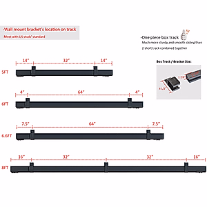 DIYHD 6FT Black Box Rail Sliding Barn Door Hardware Heavy Duty Outdoor Sliding Track Kit, 6FT Track kit, Wall Mount Kit