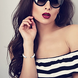 Dletay Urn Bracelet Cremation Bracelet for Ashes Memorial Ashes Bracelet Openable Cuff Bangle Bracelet (Forever in my heart-Silver)