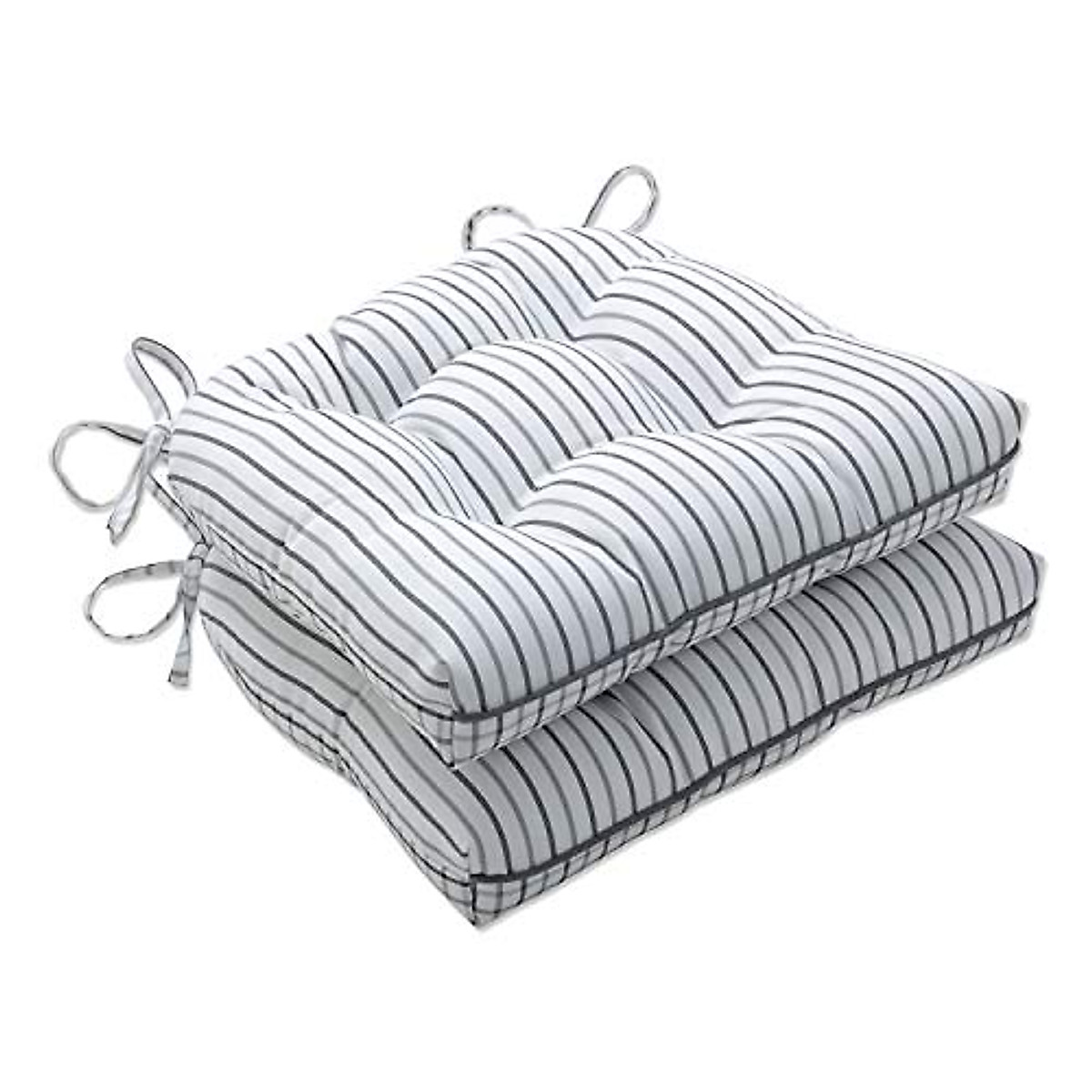 Pillow Perfect Outdoor/Indoor Austin Nash Pewter Chair Pads, 15.5" x 16", Grey 2 Count