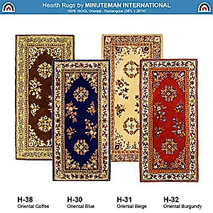 Minuteman International Coffee Oriental Wool Hearth Rug, Rectangular 56 in x 26 in