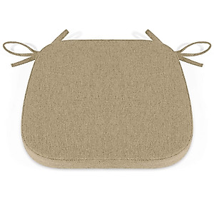 Shinnwa Dining Chair Pads and Cushions with Ties for Kitchen Room Indoor Metal Farmhouse Wooden Chairs Non Slip Cushion Pad [15 x 15.5 inches] Natural Linen