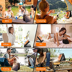 20000mAh Rechargeable Solar Powered Portable Fan with Led Lantern, 3 Speeds Cordless Battery Operated Camping Fan with PowerBank,Timer, Hangble & Quiet Desk Fan for Tent Hurricane Worksite (Orange)