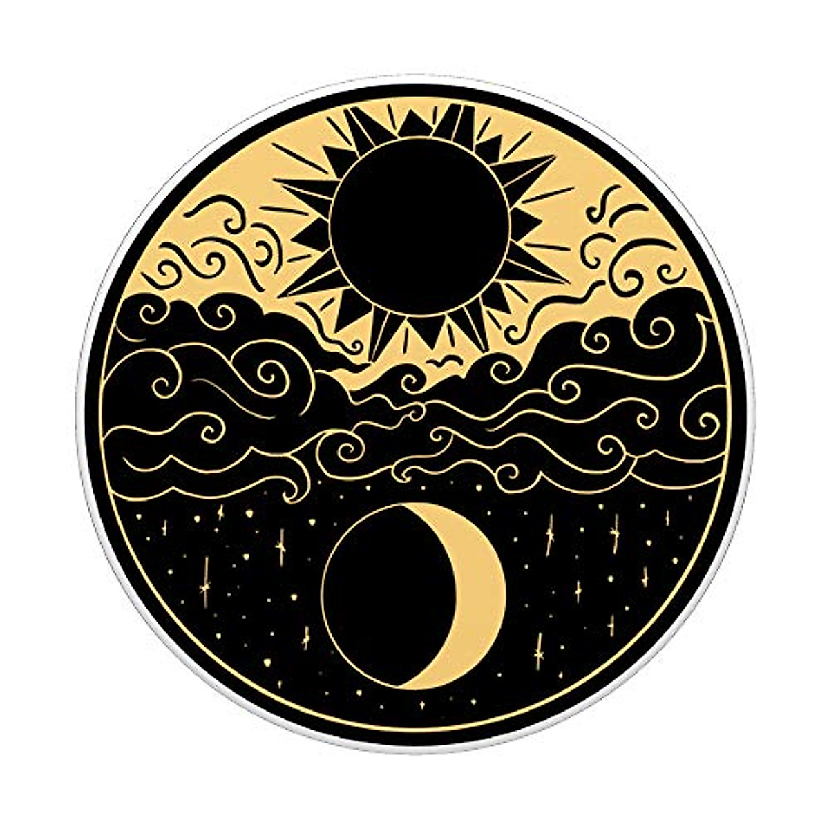Wicca Astrology Pagan Mystical Celestial Bodies Sun Moon PopSockets PopGrip: Swappable Grip for Phones & Tablets