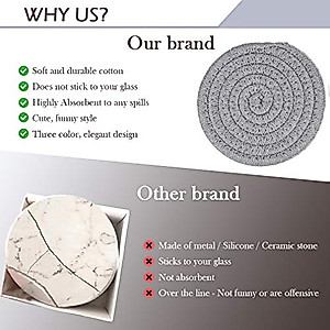 4 Pieces Coasters for Drinks Absorbent Handmade Braided Coaster Set 4.3 Inch Thicken Heat Insulation Coasters for Drinks (Grey)