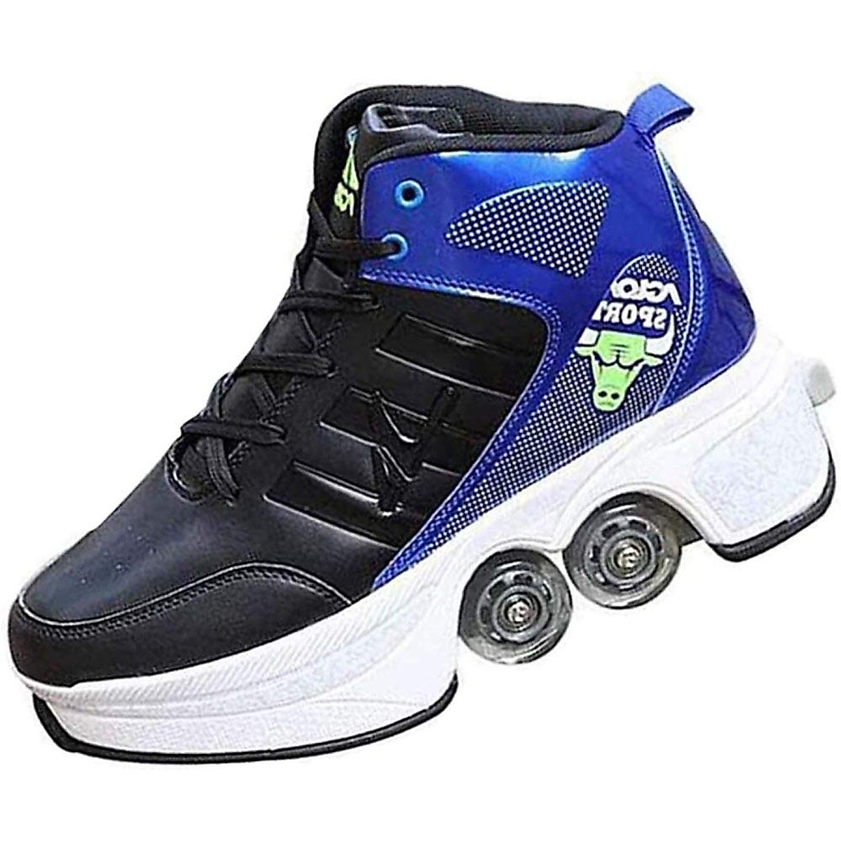 Roller Skates for Women， Men's Outdoor Skates,Skates for Girls/Boys,Adult Two -in-One Deformed Double-Row Four-Wheel Automatic Walking Shoes//Kick Roller Skates Shoes,K-10