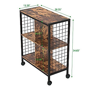 CCKO Bookshelf Storage,Movable Rack Srorage Shelf with Wheels,Nordic Wood Metal 3 Tier Shelving Unit,Open Bookcases for Living Room Bedroom Home Office (Wood)