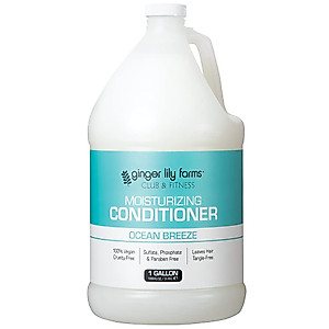 Ginger Lily Farms Club & Fitness Moisturizing Conditioner for Dry Hair, 100% Vegan & Cruelty-Free, Ocean Breeze Scent, 1 Gallon (128 fl oz) Refill