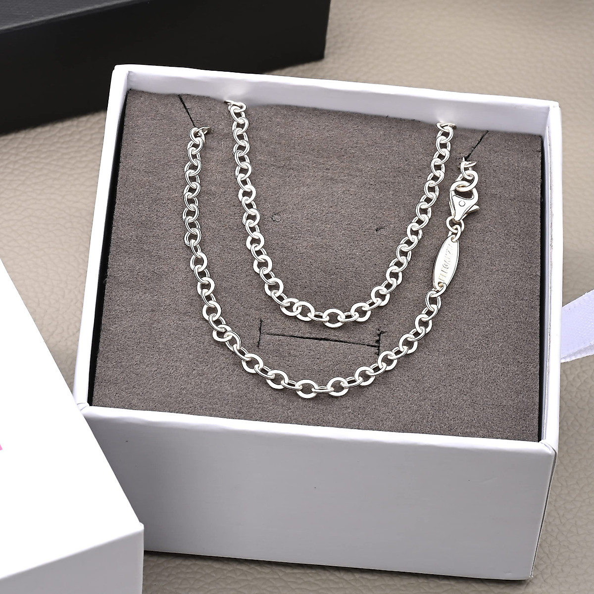 ELEGANZIA 925 Sterling Silver Chain for Men, 3.69mm Polo Silver Mens Chain, Adjustable 22-24 inch Chains For Boys