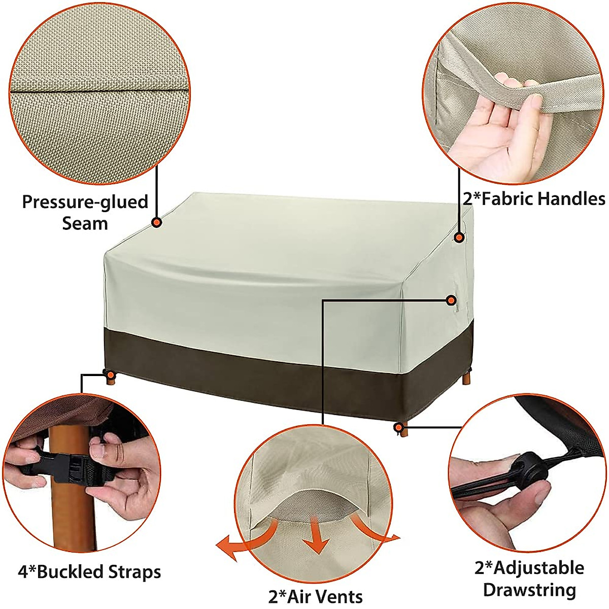 LBW Round Outdoor Furniture Covers Waterproof Patio Table&Chair Set Cover UV Protection Anti-Fading Outdoor Furniture Cover 72"D x 23" with Storage Bag