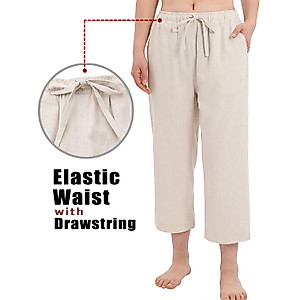 Bonnorth Womens Wide Leg Trousers for Women Golf Flowy Capri Pants for Women Boho Lounge Linen Palazzo Pants Women's Lounge Oversized Sweatpants Pants Khaki XL