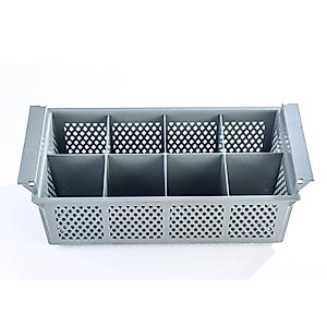 benbigbee 8 Compartment Flatware Baske, Plastic Cutlery Utensil Holder Storage Organizer Caddy for Kitchen Countertop Organization - Holds Fork, Knife, Spoon (Grey)