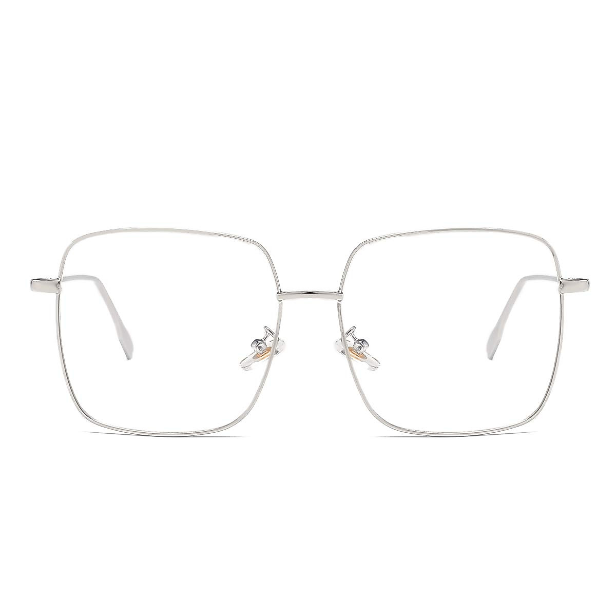 Dollger Blue Light Blocking Glasses women Non prescription Fashion Glasses Retro Metal Square Eyeglasses Frame Silver