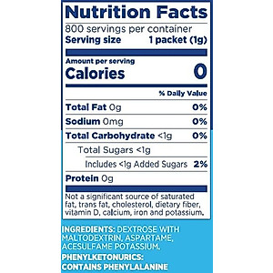 EQUAL 0 Calorie Sweetener, Sugar Substitute, Zero Calorie Sugar Alternative Sweetener Packets, Sugar Alternative, 800 Count