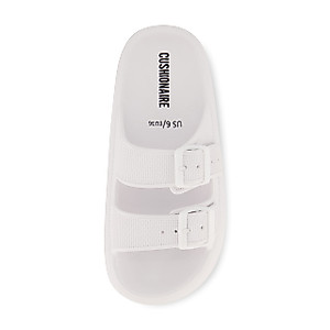 CUSHIONAIRE Women's Fame recovery cloud slide sandals with +Comfort, White 8