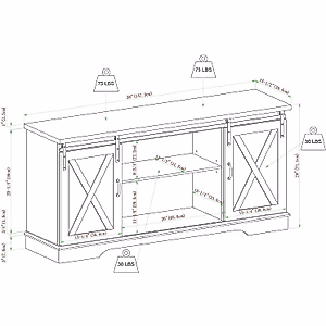 Farmhouse Coffee Bar Cabinet with Storage, 59” Kitchen Buffet Storage Cabinet with Sliding Barn Door, White Coffee Bar Table with Storage Shelf for Dining Living Room