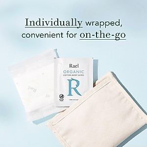 Rael Organic Cotton Wipes - Body Cloth, Individually Wrapped, All Skin Types, Vegan, Cruelty-Free, Unscented (10 Count, Pack of 4)