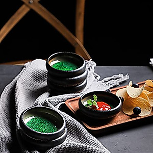 Uaral Soy Sauce Dishes Sushi Dipping Bowls Pinch Bowl Stoneware Condiment Bowl Set of 6,3.35 Inch(4.5 oz Ice Crack Green)