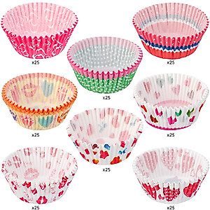 Zayvor 200ct Valentine Cupcake Liners,Valentines Baking Cups,Heart Cupcake Wrappers Disposable Nonstick Muffin Cups Cake Table Decorations Accessories, Home Kitchen Weeding Valentine’s Day Supplies