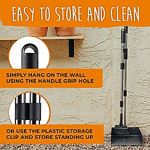 Mighty Paw Dog Pooper Scooper | Large Heavy Duty Tray & Rake Set. Long Adjustable Metal Poles for Comfortable Pet Poop, Waste & Yard Debris Pickup. Easily Scoop on Grass, Sand, Gravel Or Concrete