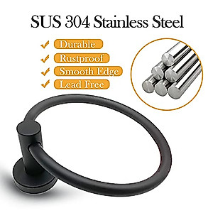 Towel Ring for Bathroom Matte Black Towel Ring Wall Mounted Hand Towel Rack Hangers Hand Towel Ring