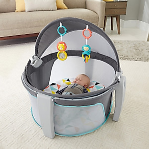 Fisher-Price Portable Bassinet and Travel-Play Area with Baby Toys, Indoor and Outdoor Use, On-the-Go Baby Dome, Windmill