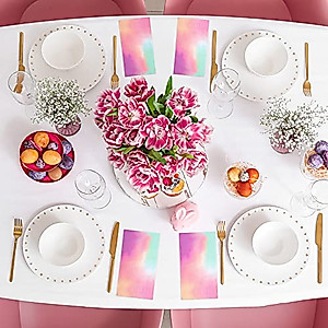 Ctosree 200 Pieces Pastel Rainbow Napkins Disposable Guests Paper Napkins for Birthday Party Disposable Hand Towels for Bathroom Decorative Napkins for Baby Shower Girl Birthday Wedding Rainbow Party